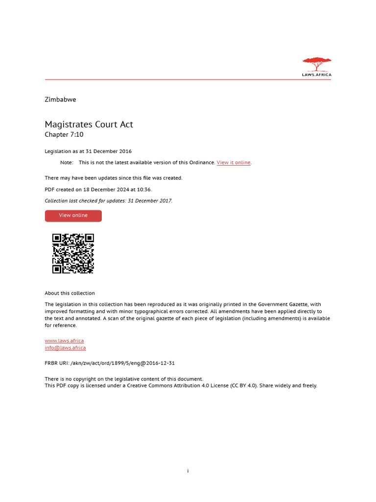 Magistrates Court Act | PDF | Magistrate | Justice