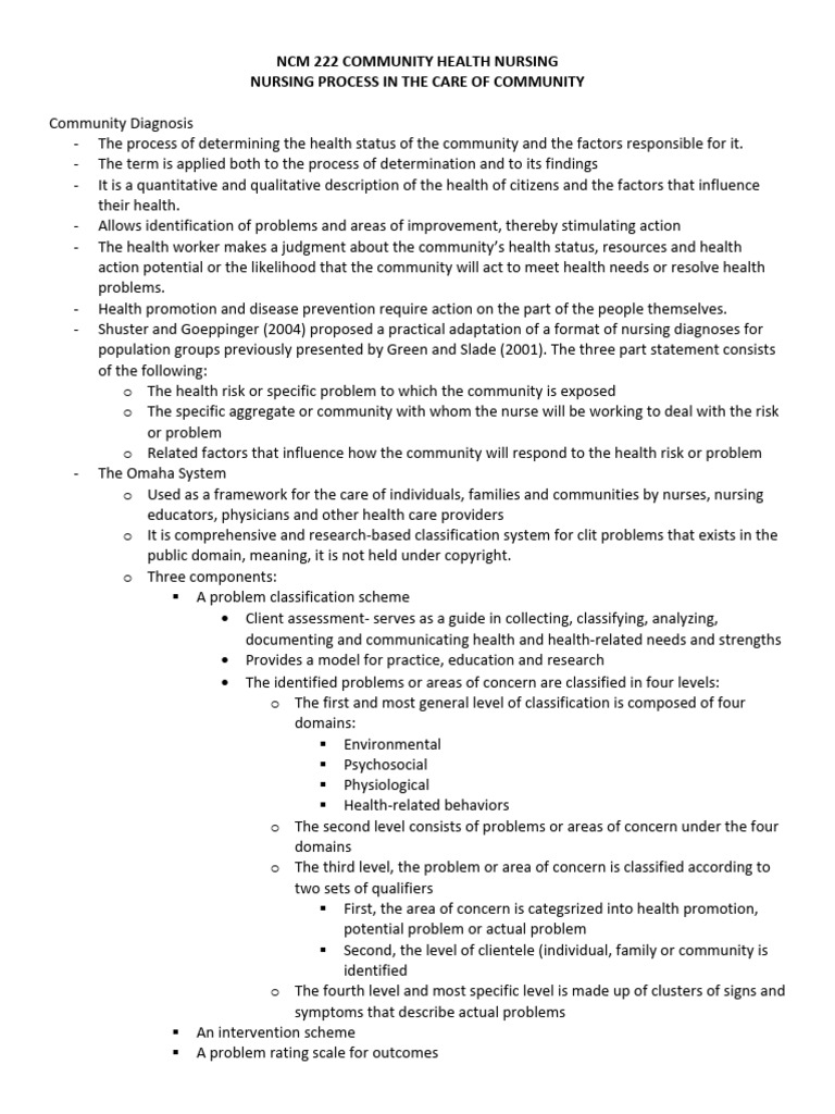 NCM 222 Community Health Nursing Community Diagnosis | PDF | Teenage ...