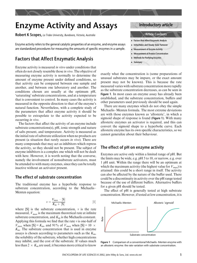 In Vitro Enzyme Assay Techniques | PDF | Enzyme Assay | Enzyme