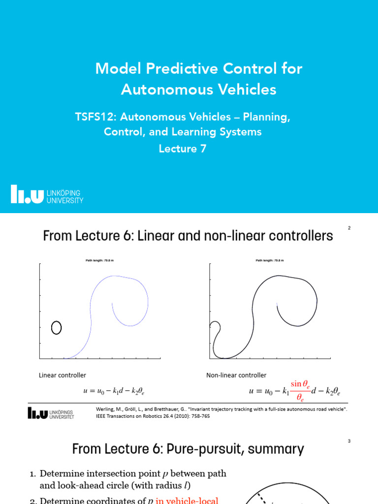 Lecture 07 Model Predictive Control For Autonomous Vehicles 1 Pdf
