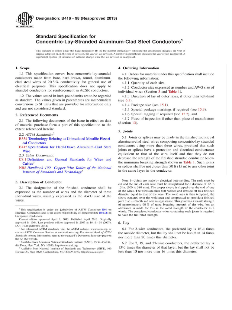 Astm B416-98 (2013) | PDF