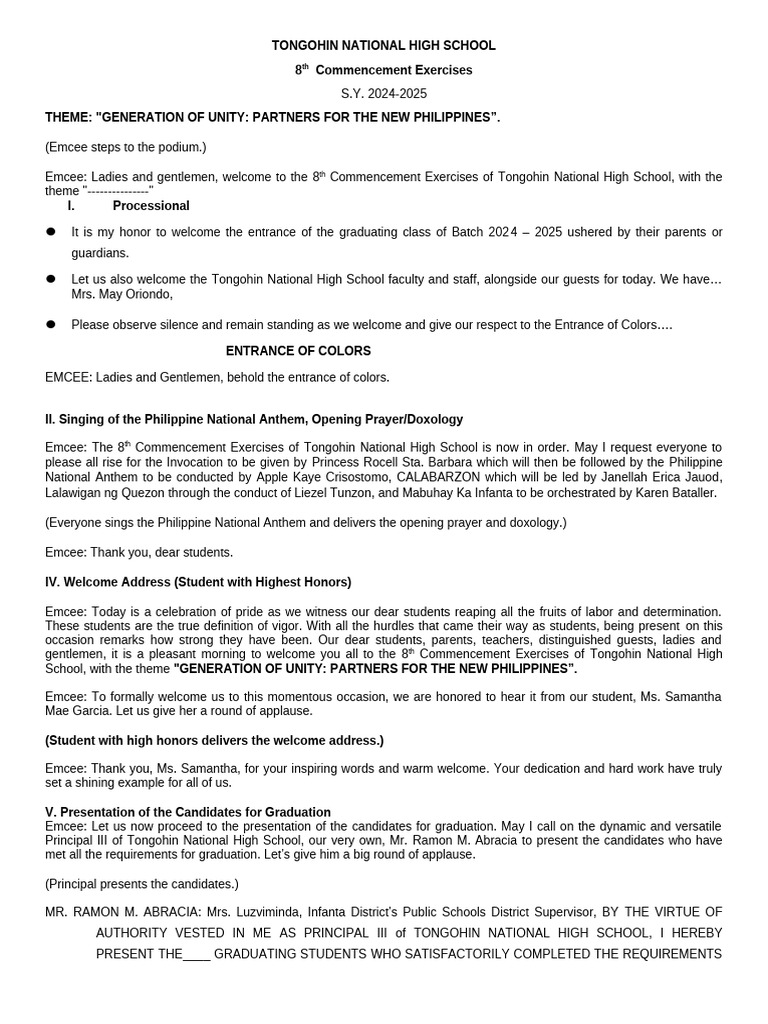 Script For Graduation 2024 - 1 | PDF
