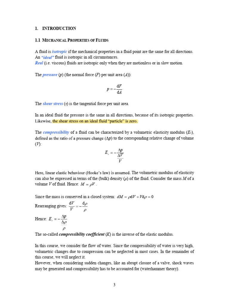 Fluid Mechanics: Properties and Equations | PDF | Viscosity | Force
