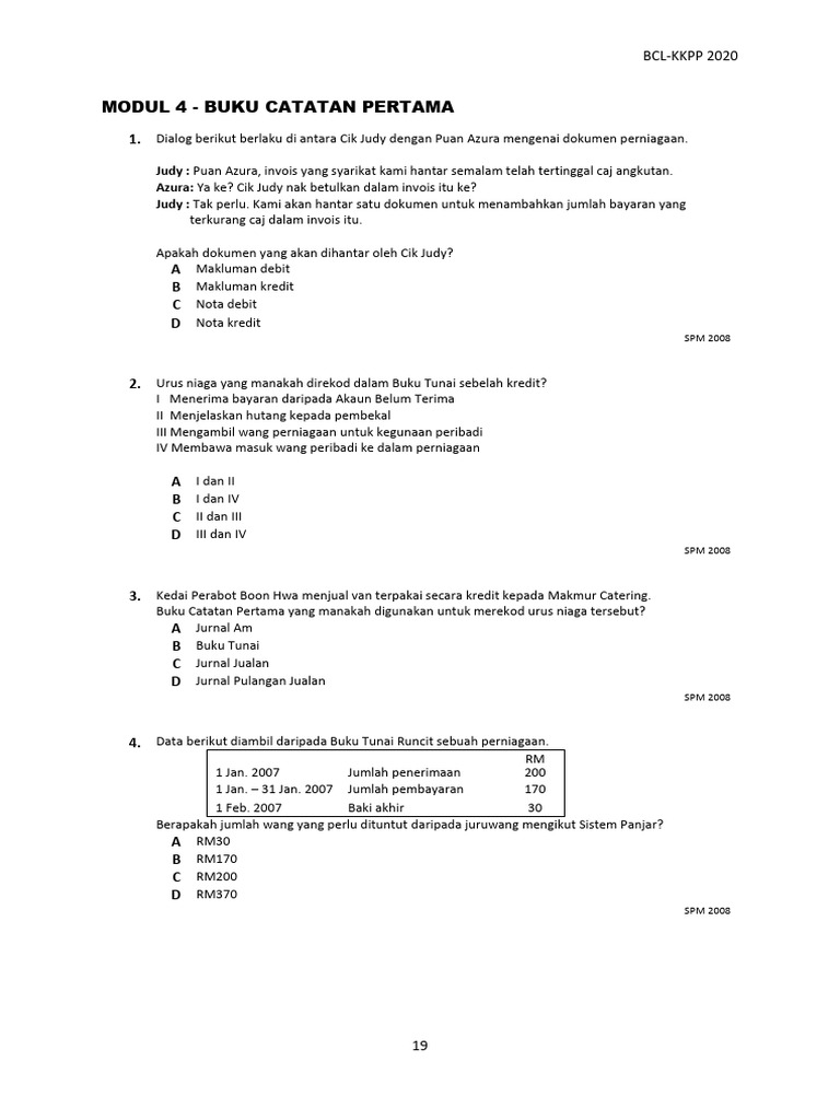 Latihan Objektif Buku Catatn Pertama | PDF