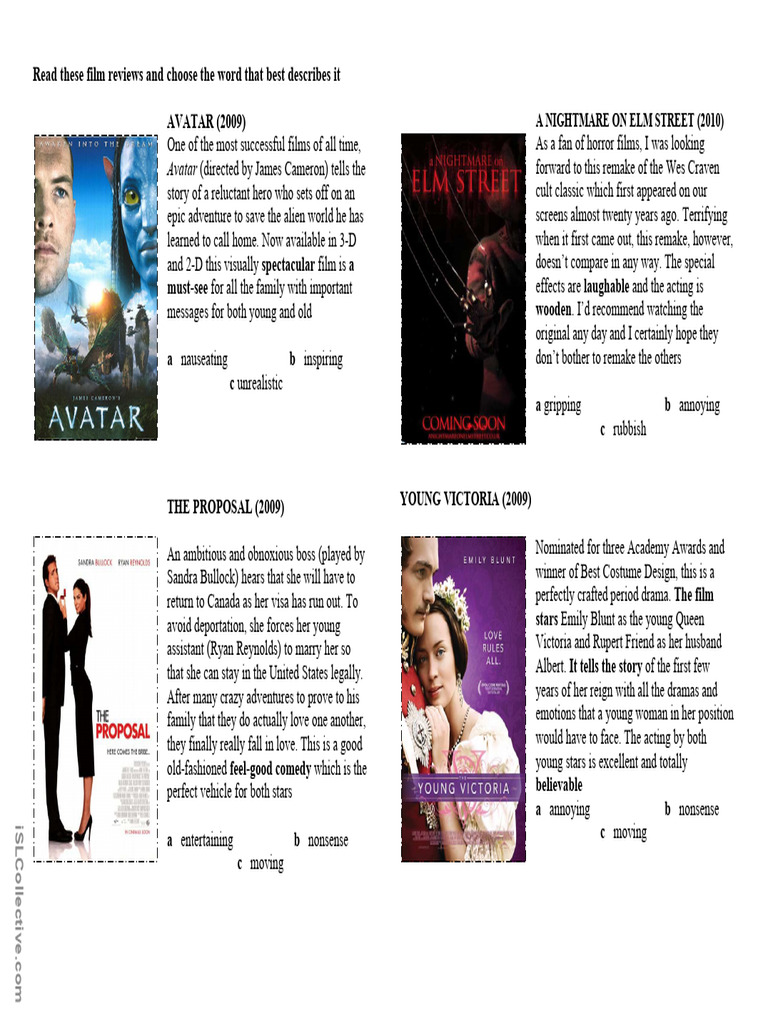 Film Review Vocabulary Guide | PDF