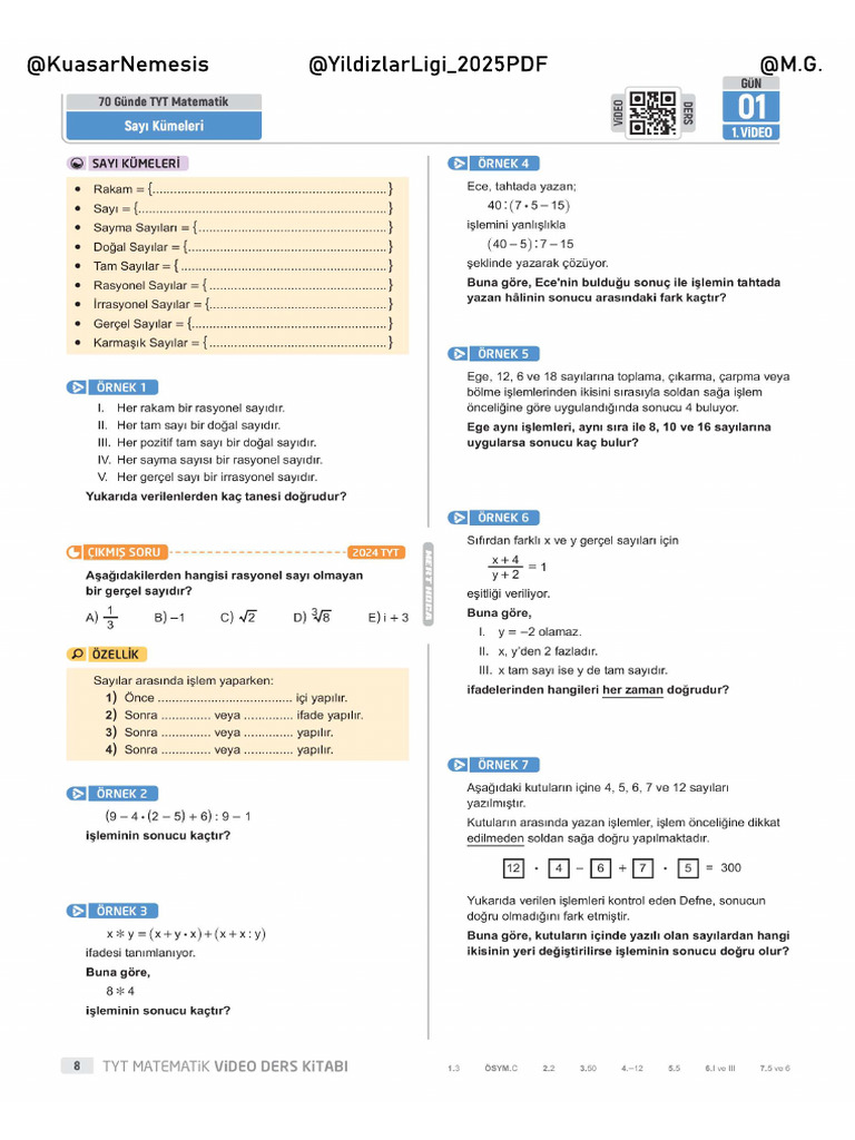 Mert Hoca Tyt Matematik Sayilar Fasikulu 2025 | PDF