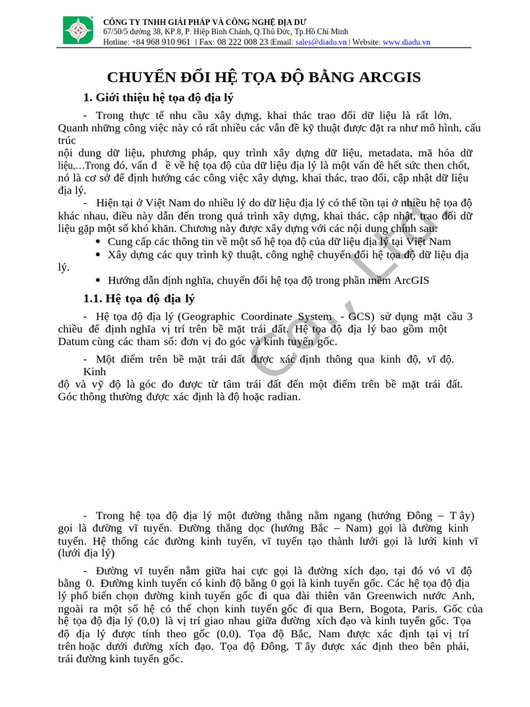 Chuyen Doi He Toa Do Bang Arc GIS | PDF