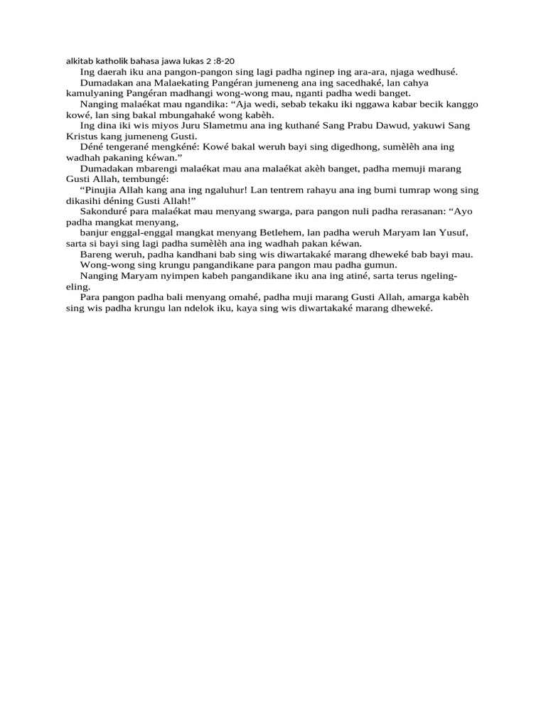 Alkitab Katholik Bahasa Jawa Lukas 2 | PDF