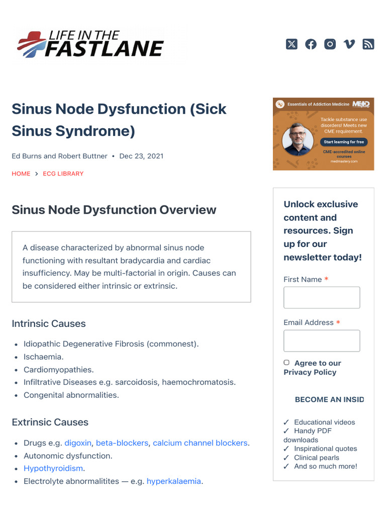 Sinus Node Dysfunction Overview | PDF | Cardiovascular System | Cardiac ...