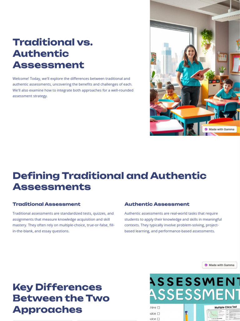 Traditional vs. Authentic Assessments | PDF | Educational Assessment ...
