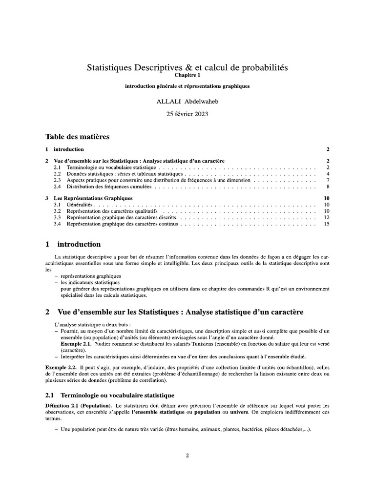 Chapitre1 Stat Descrip 2025 | PDF
