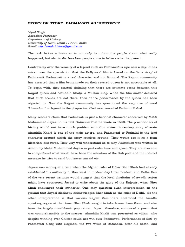 A-2 Story of Story Padmavati As History | PDF