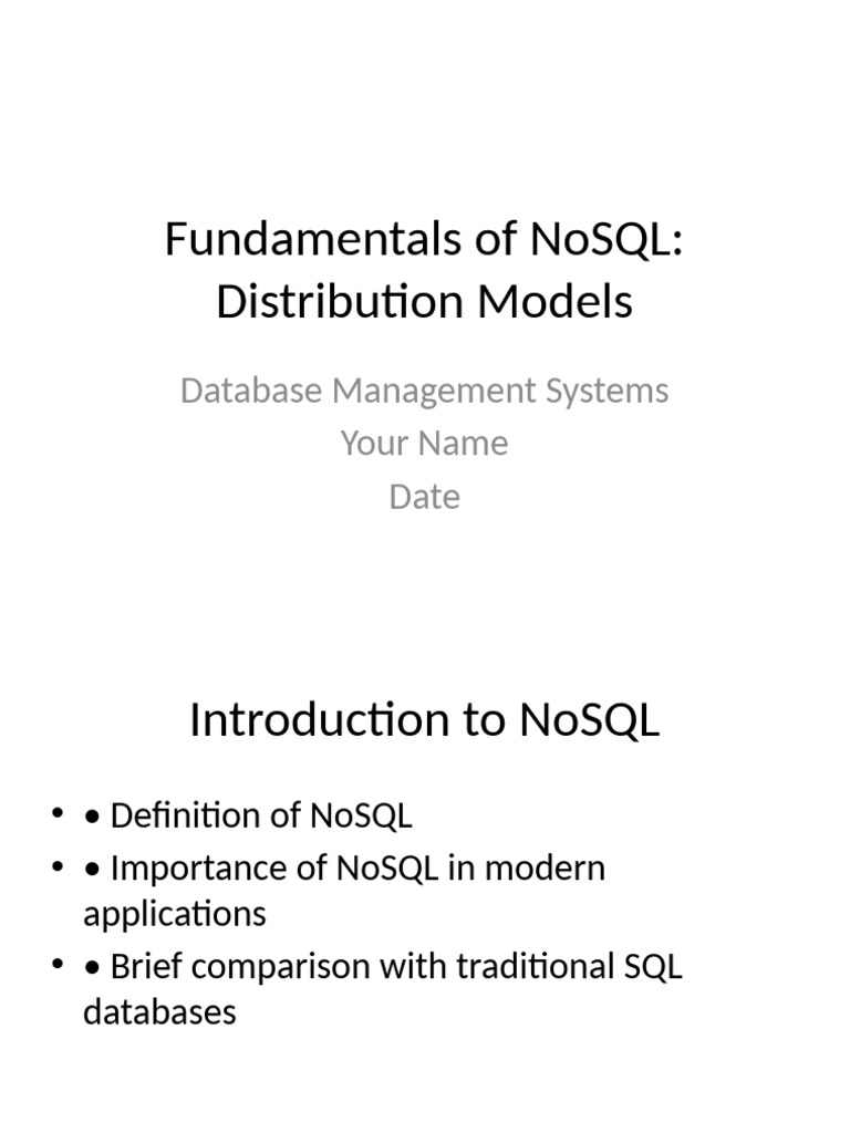 Fundamentals of NoSQL Distribution Models | PDF