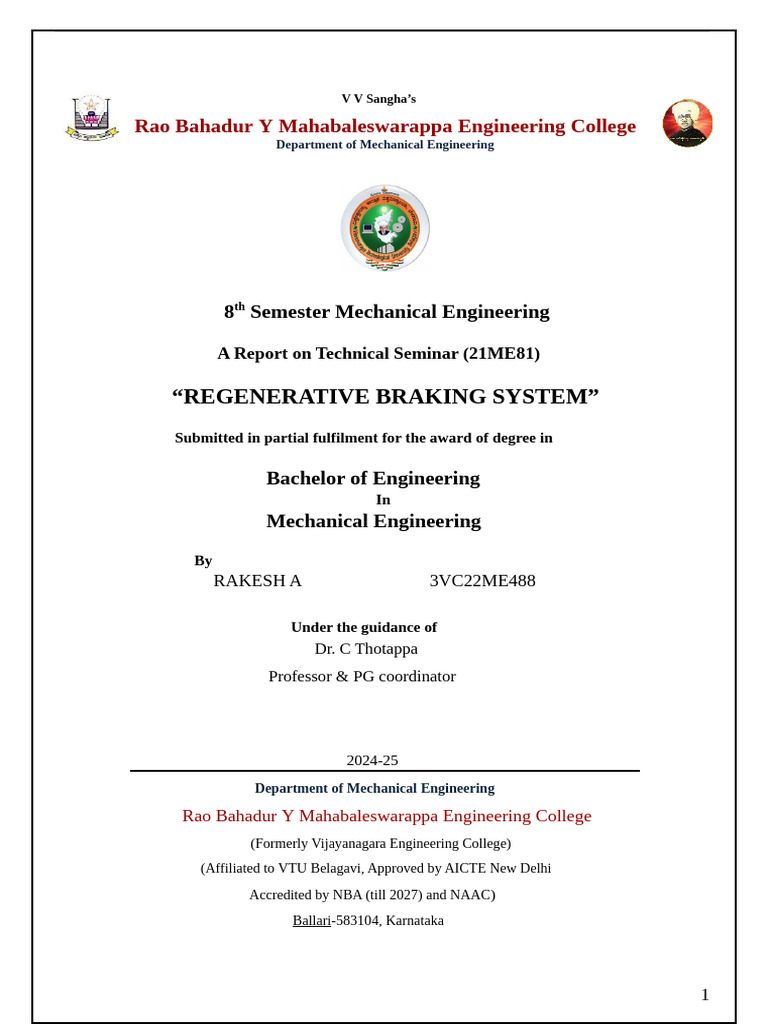 Regenerative Braking System | PDF | Brake | Vehicles