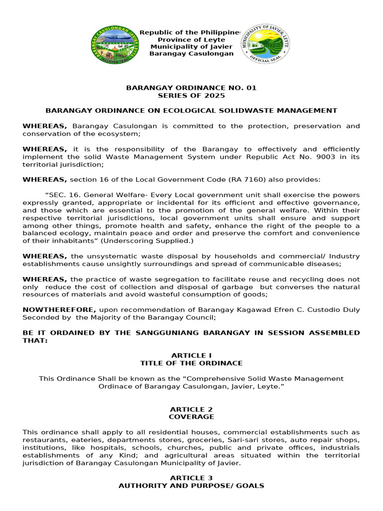 Solid Waste Ordinace 2025 | PDF | Compost | Waste Management