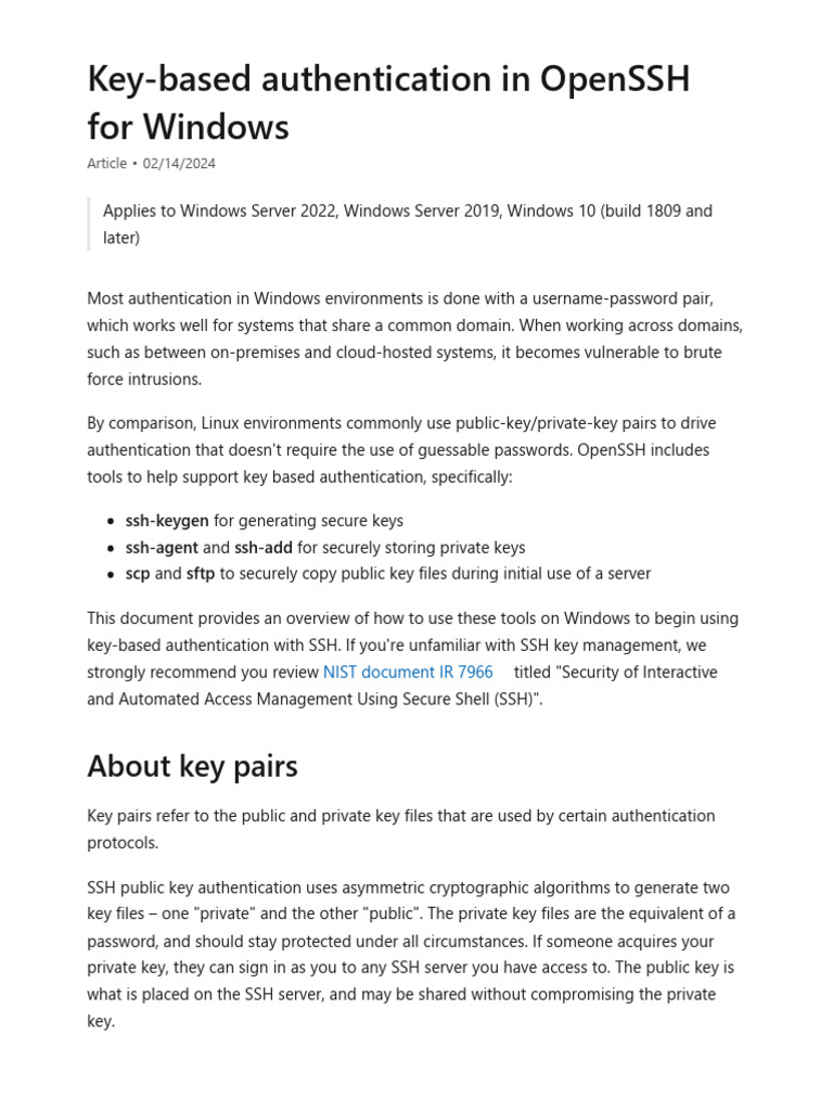 Windows SSH Key-Based Authentication Guide | PDF | Secure Shell | Utility Software