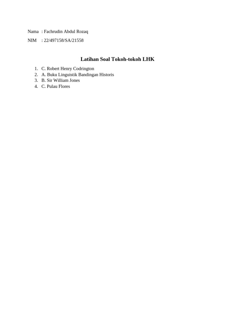 Fachrudin Abdul Rozaq - LHK - Latihan Soal Tokoh-Tokoh LHK | PDF