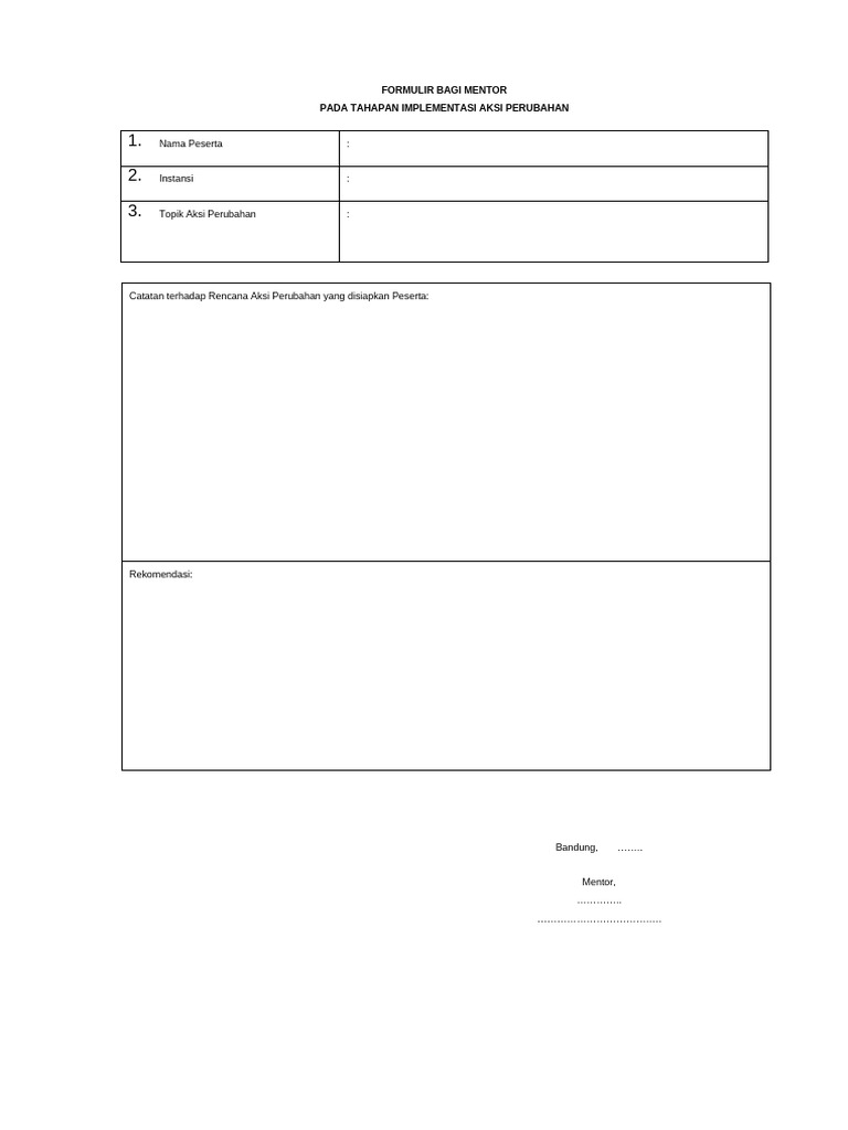 1. Formulir Bagi Mentor | PDF