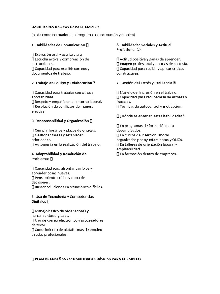 Habilidades Basicas para El Empleo | PDF | Aprendizaje | Simulación