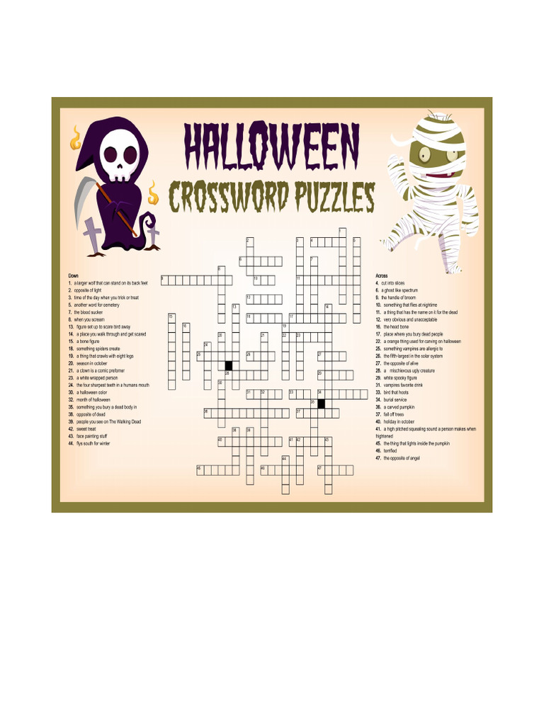 Halloween Crossword Puzzle Printable Activityn - 3178.jpg | PDF