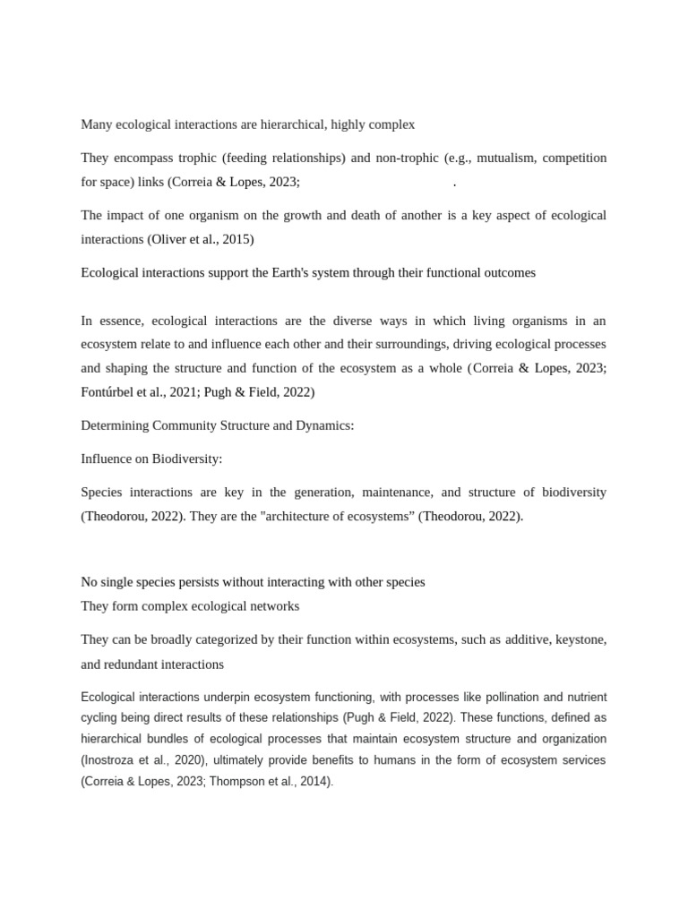 Ecological Interactions and Biodiversity | PDF