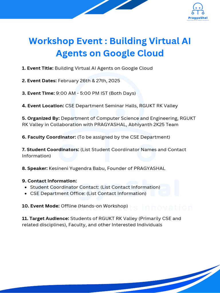 Pragyashal AI Agents Workshop 2025 | PDF | Artificial Intelligence | Intelligence (AI) & Semantics
