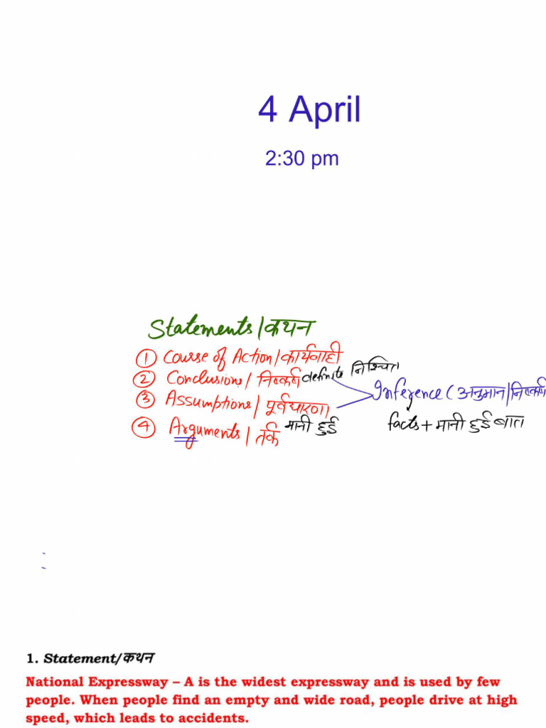 Statement and Assumptions - 4 April - Class PNG | PDF