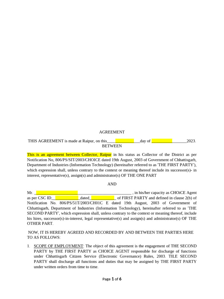 Edistrict Agreement Format | PDF | Arbitration | Common Law