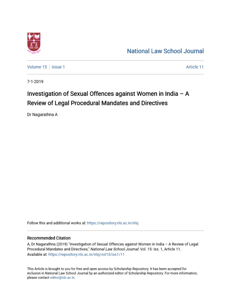 Investigation of Sexual Offences Against Women in India - A Revie | PDF ...