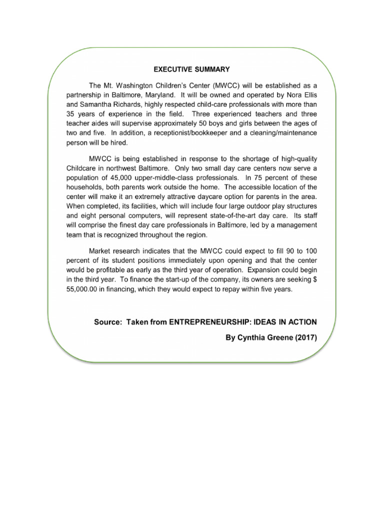Example of An Executive Summary | PDF