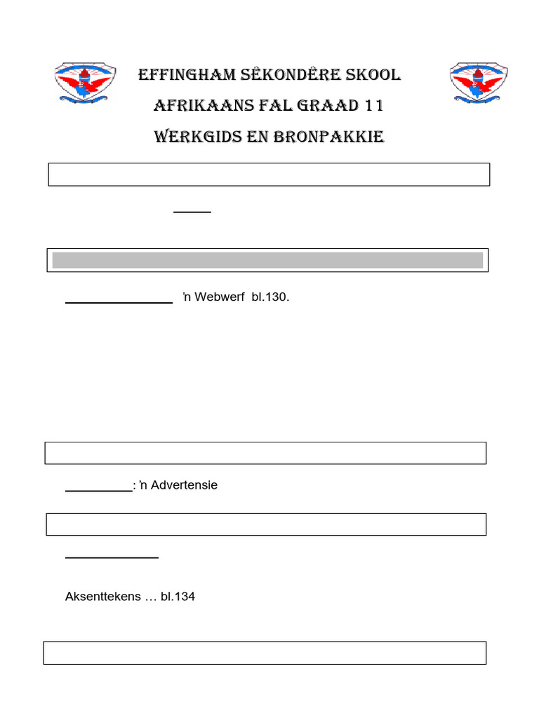 Afrikaans GR 11 Workguide 2022 | PDF
