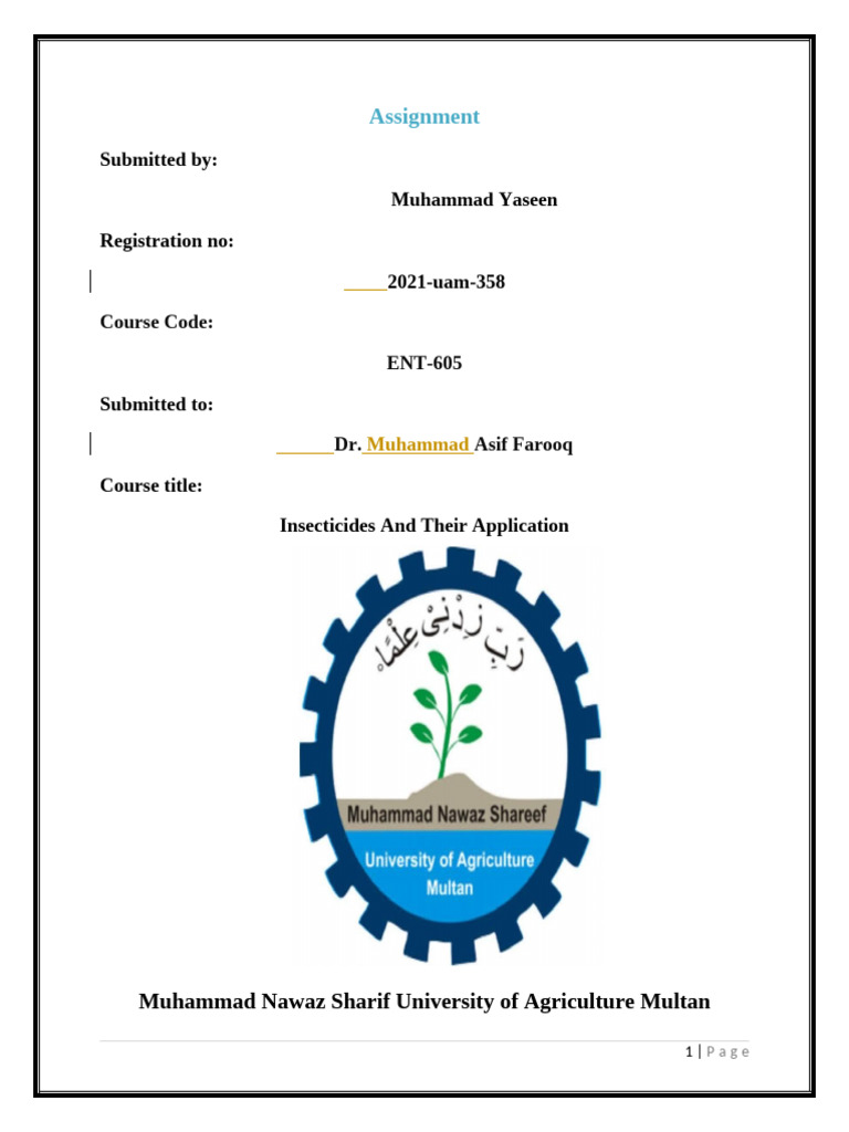 Muhammad Yaseen (2021-Uam-358) | PDF | Pesticide | Pakistan