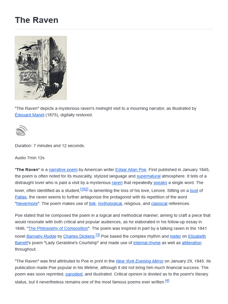 The Raven (Wikipedia) | PDF | The Raven | Poetry