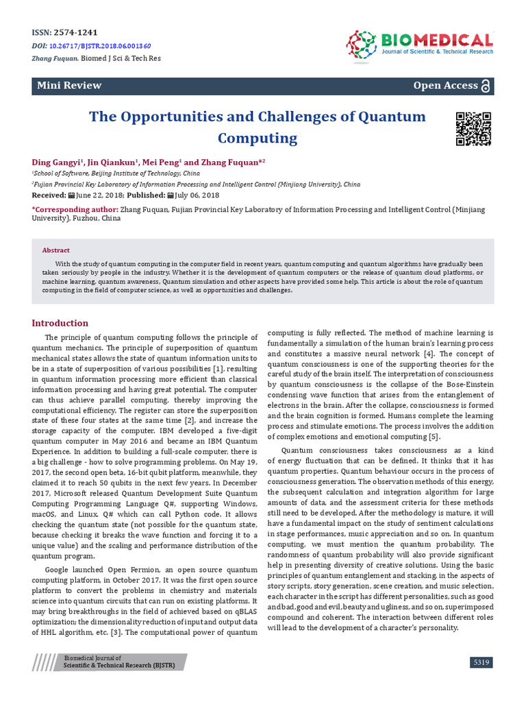 Quantum Computing: Opportunities & Challenges | PDF | Quantum Computing | Computing