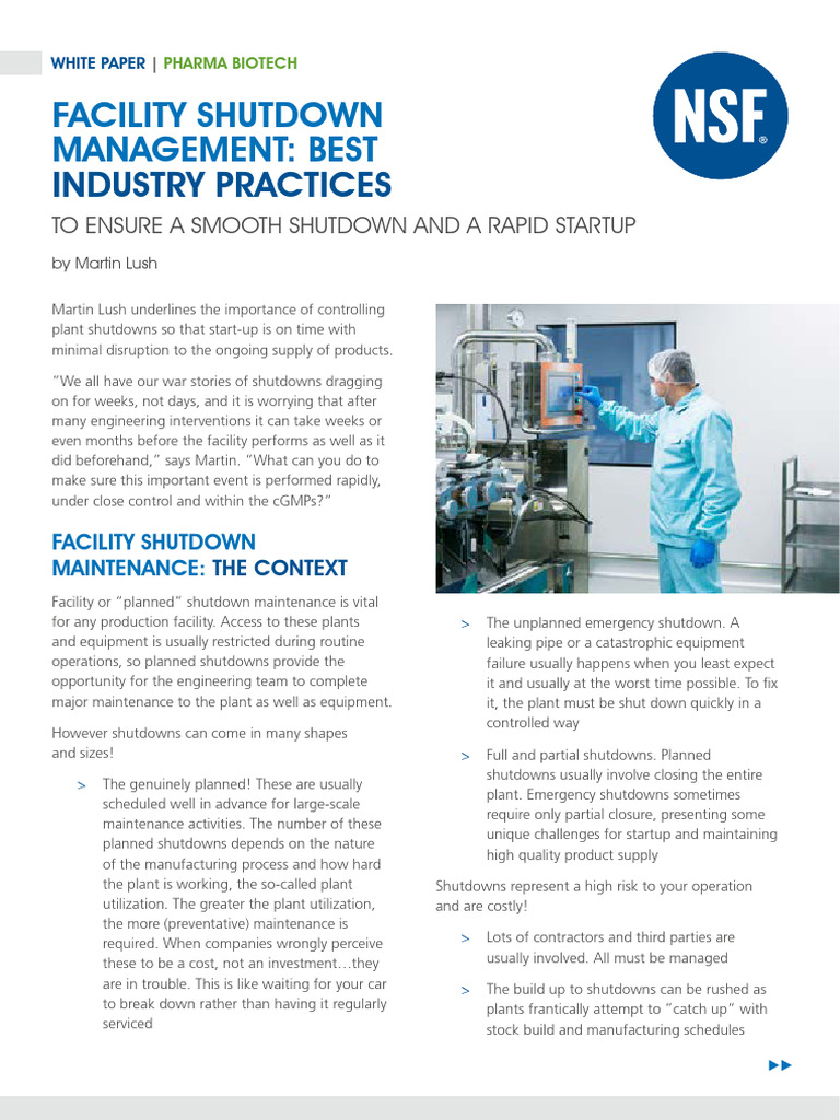Effective Shutdown Management in Pharma | PDF | Environmental Monitoring