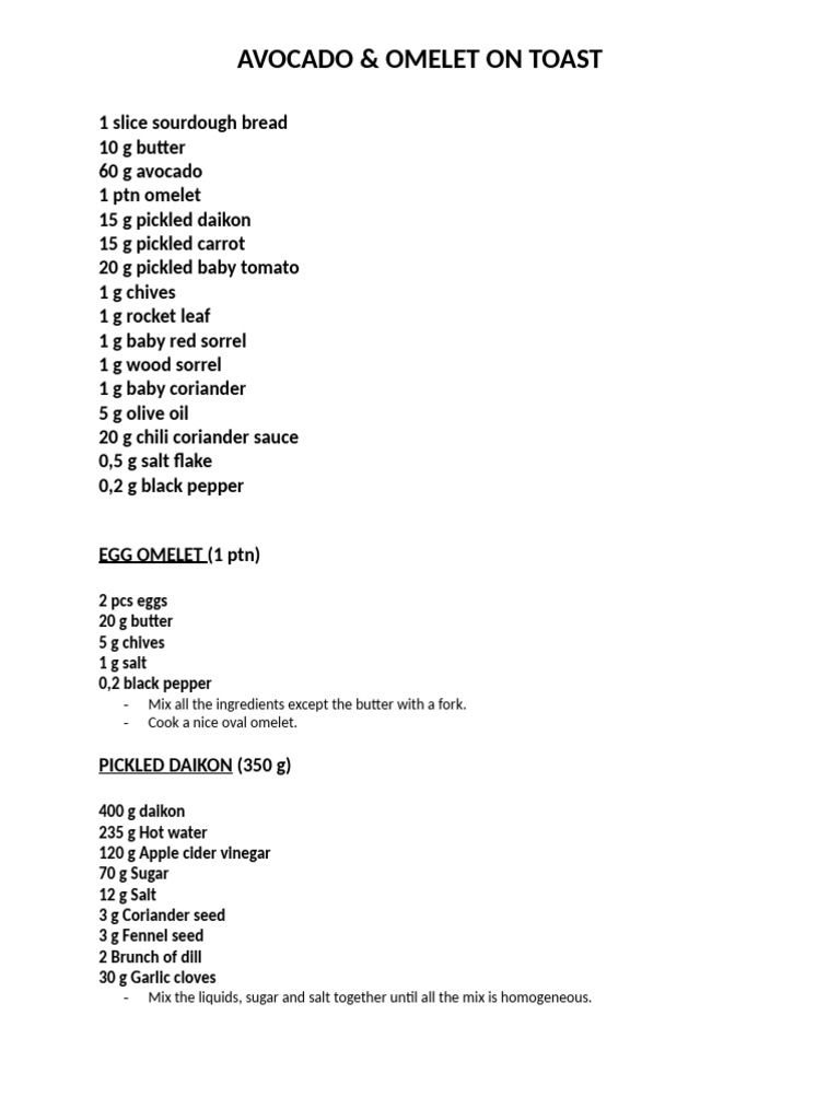 Avocado Omelet Toast Recipe Guide | PDF