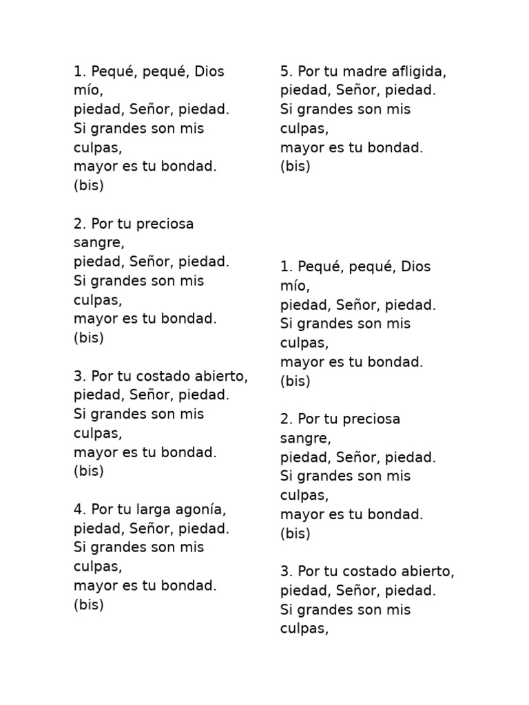 Letra de "Peque Peque Dios Mío" | PDF