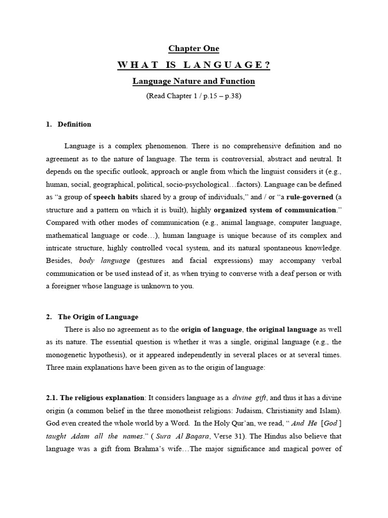INTR TO GEN LING Chapter 1 | PDF | Speech | Linguistics