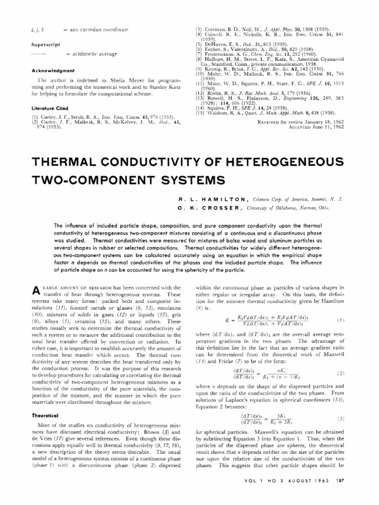 1962, R.L. Hamilton, Thermal Conductivity of Heterogeneous Two ...