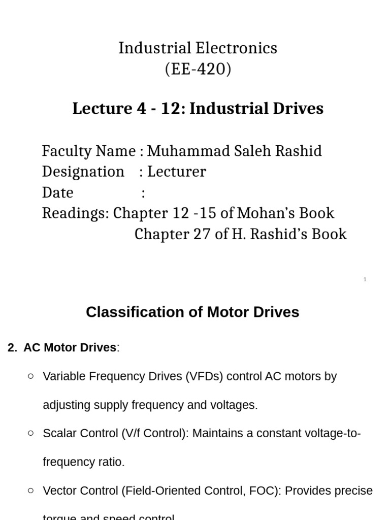 Lecture - 7-10 - AC Motors Drives | PDF | Electric Motor | Electrical ...