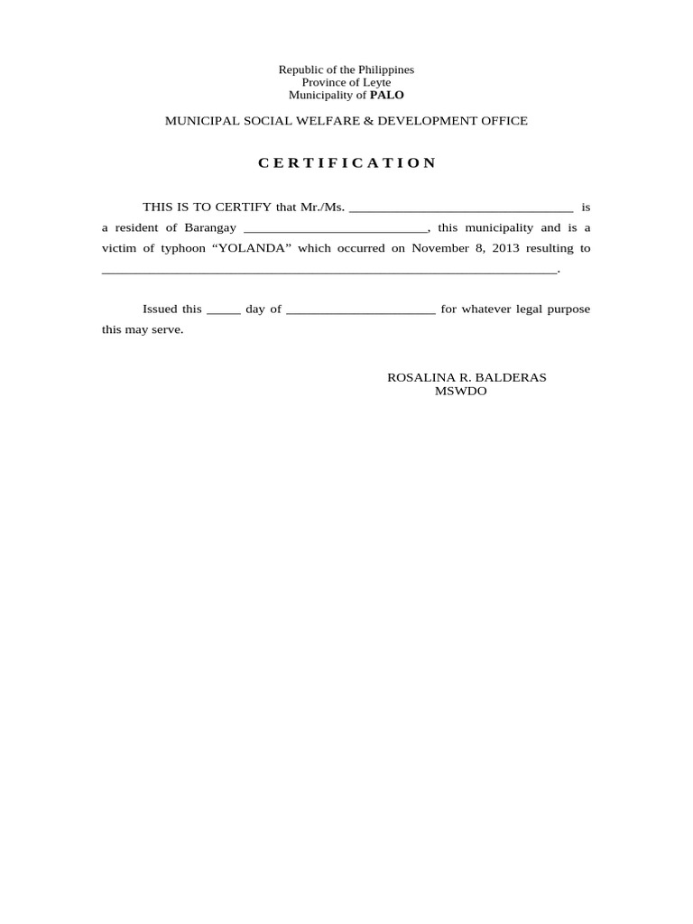 Certification Yolanda | PDF
