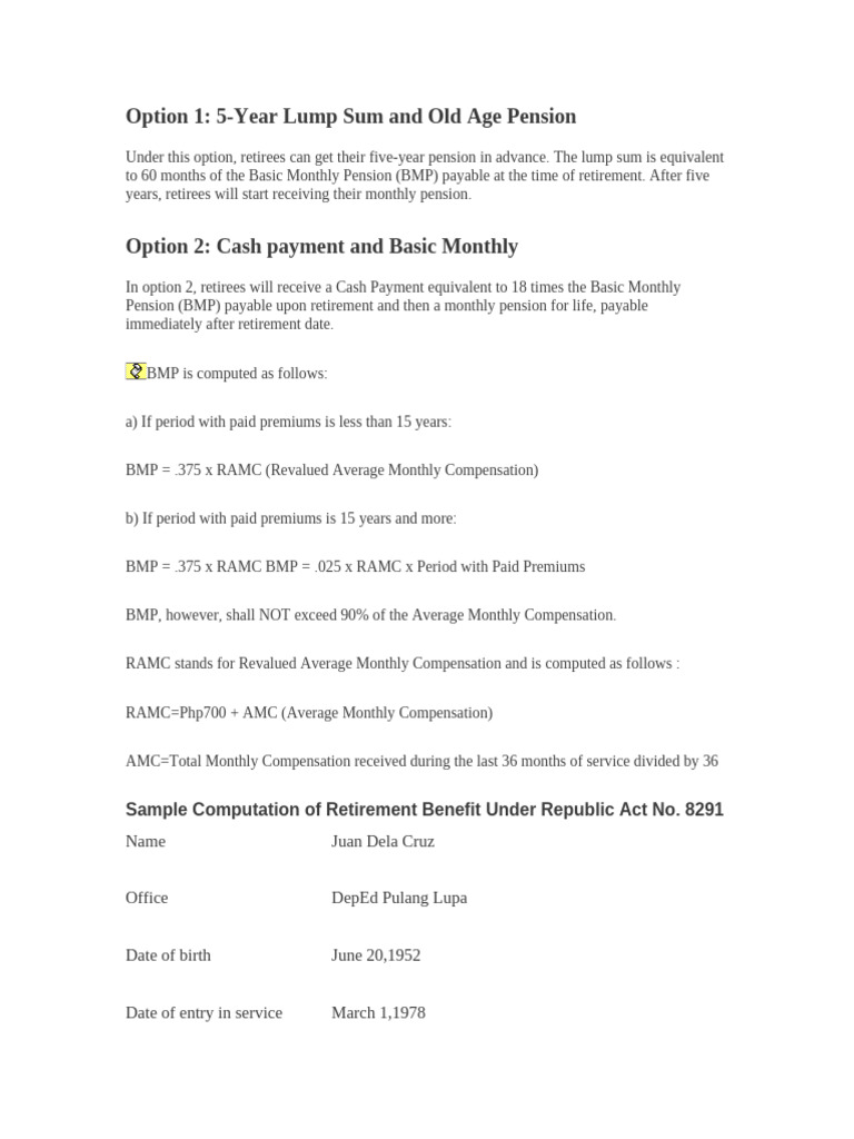 GSIS Retirement Computation | PDF | Retirement | Pension