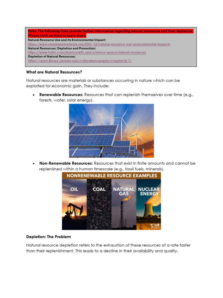 Natural Resource Depletion Explained | PDF | Resource Depletion ...