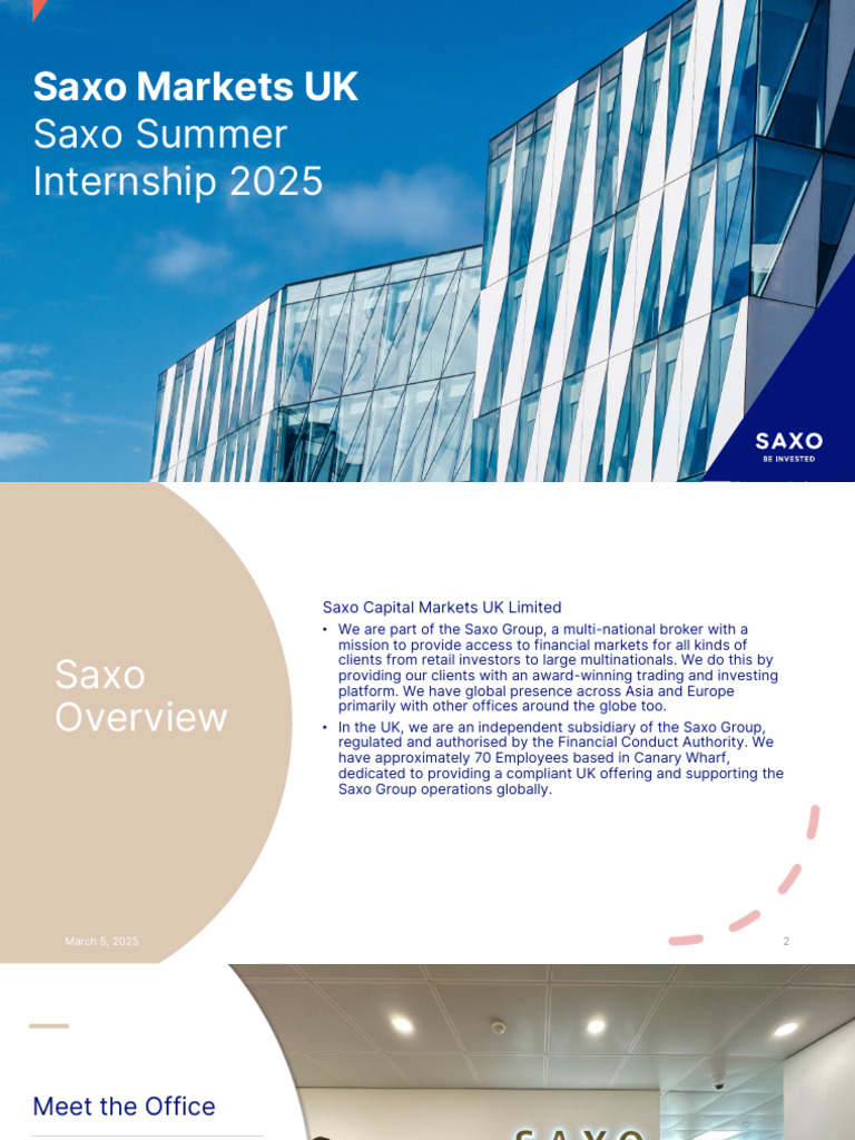 Saxo Summer Internship 2025 Details | PDF | Capital Market