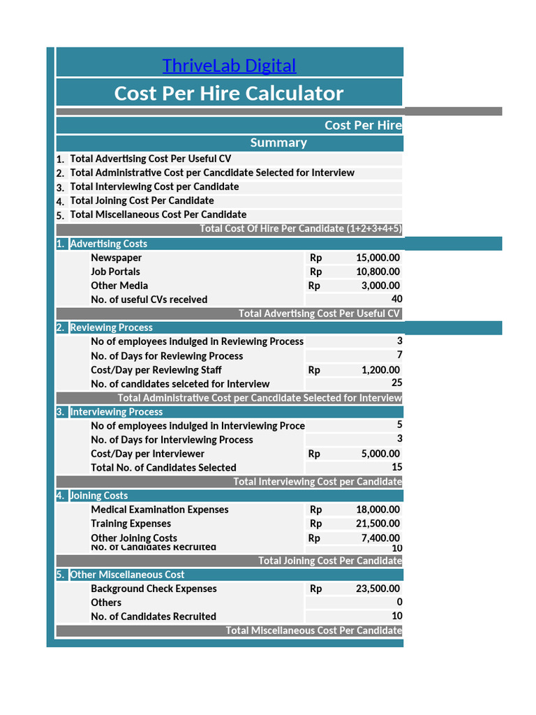 Cost-Per-Hire-Calculator | PDF | Business | Business Documents