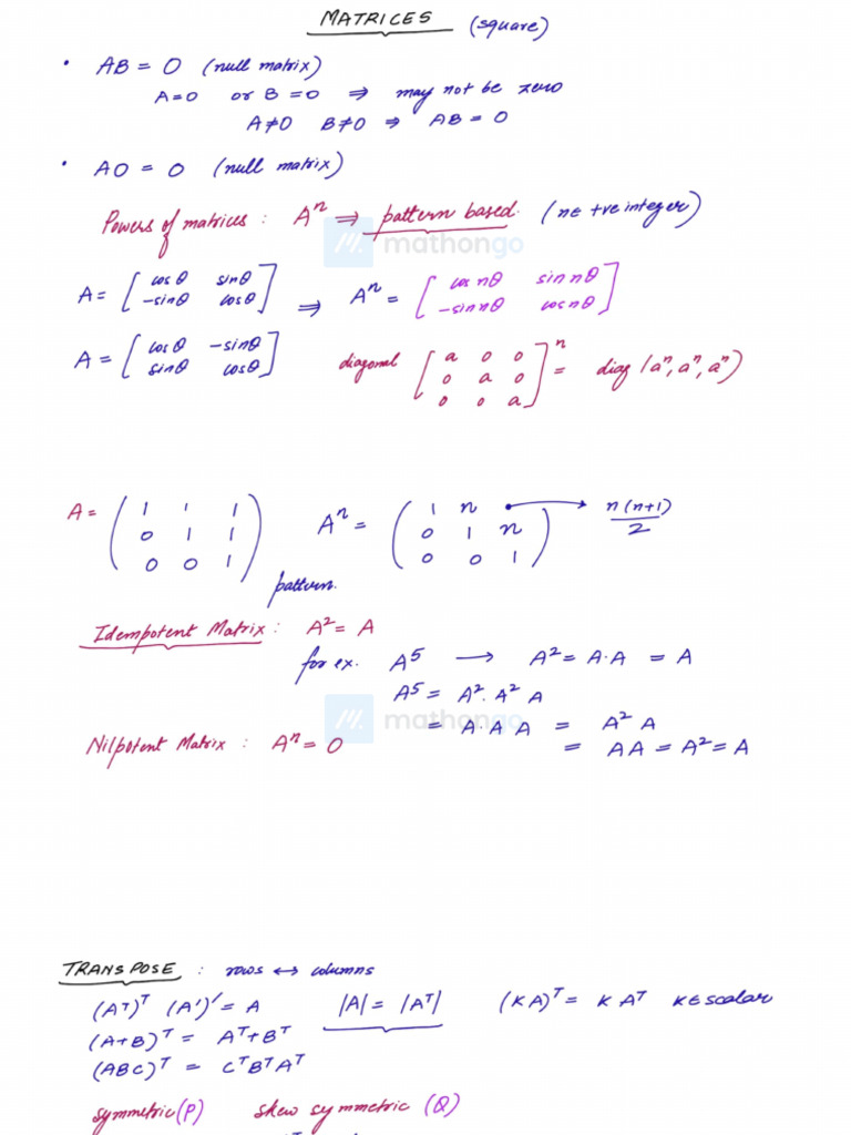 01 - Matrices Concept Lecture | PDF