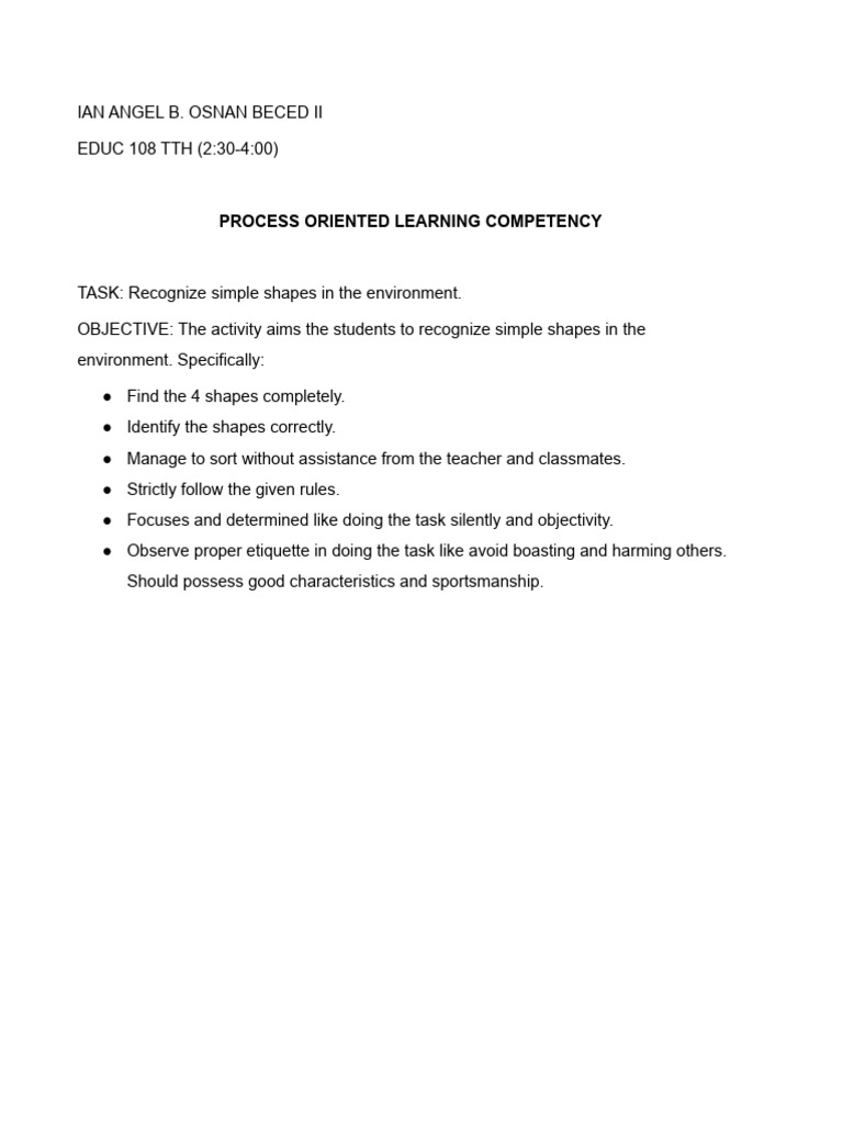 Osnan Ian Angel Educ 108 Process | PDF