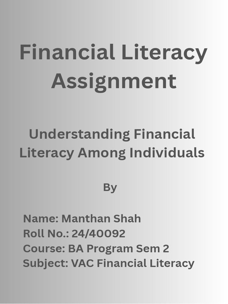 Financial Literacy Assignment | PDF