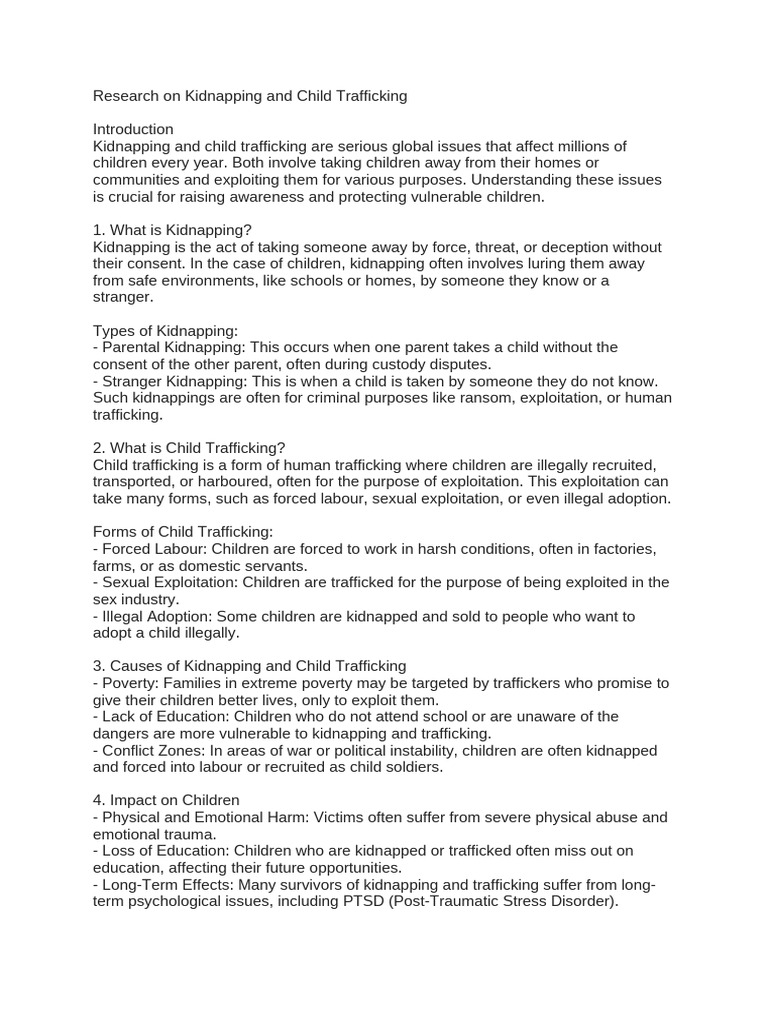 Research On Kidnapping and Child Trafficking | PDF | Human Trafficking ...
