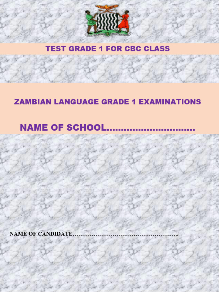Grade 1 Zambian Language Exam 2025 | PDF | Vocabulary | Reading ...